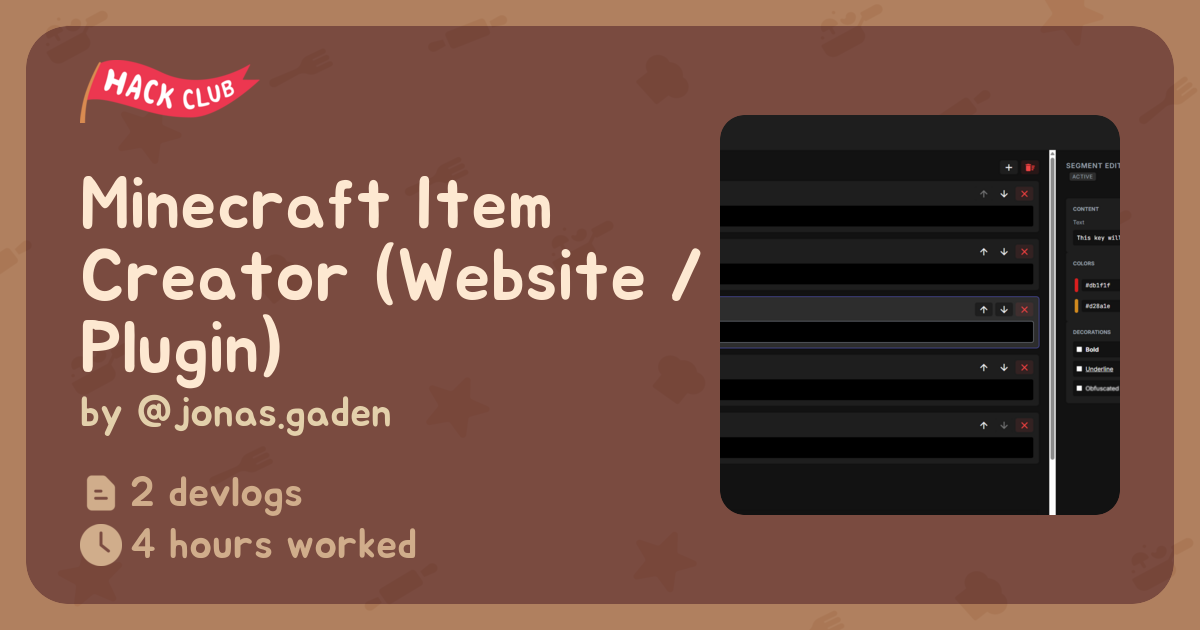 Minecraft Item Creator (Website / Plugin) - Flavortown