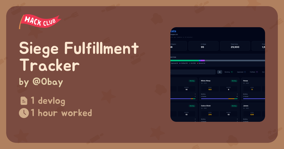 Siege Fulfillment Tracker - Flavortown